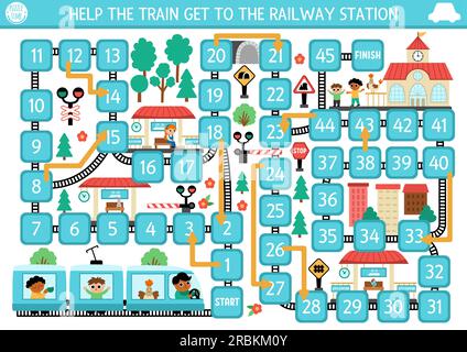 City transport dice board game for children with railway, roads, metro ...