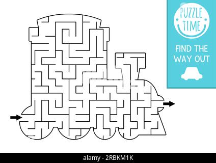 Transportation geometrical maze for kids. Preschool printable activity ...
