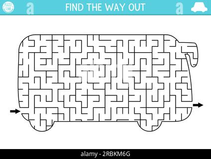 Transportation geometrical maze for kids. Preschool printable activity ...