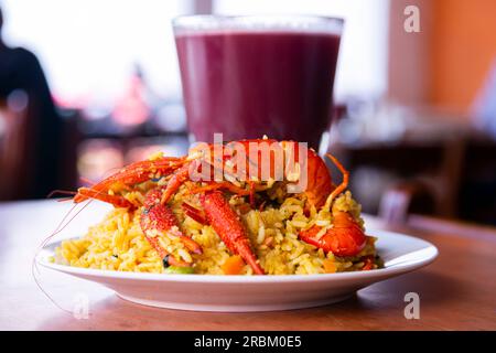 Peruvian rice with shrimp, traditional recipe from the city of Arequipa ...