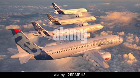 Airbus family flight: A380, A350, A330 and A320 perform spectacular ...