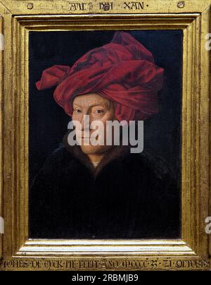 Jan van Eyck / 'Portrait of a Man (Self Portrait?)', 1433, Oil on panel ...