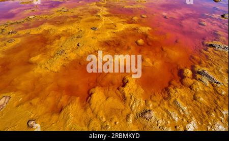 natural Textures of sulfuric deep red Water of Rio Tinto river ...