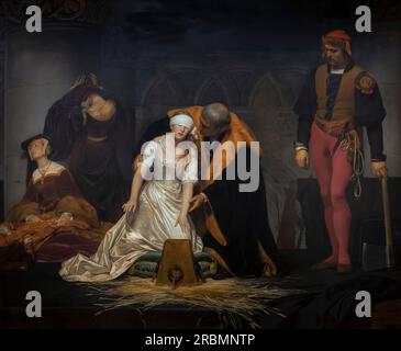 The Execution of Lady Jane Grey, 1833, Painting by Paul Delaroche Stock ...