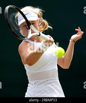 Emerson Jones during her Girls' Singles match against Julie Pastikova ...