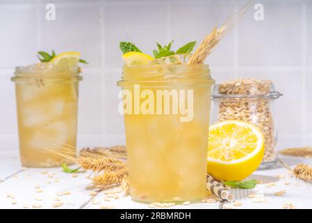 Barley orzo lemonade, alternative trendy sour cold drink with barley ...