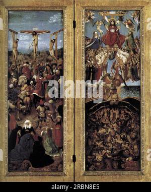 Jan van Eyck, Crucifixion and Last Judgement diptych, painting, 1420-1425 Stock Photo - Alamy