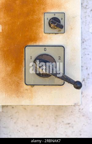 Rusted old switch and lever Stock Photo - Alamy