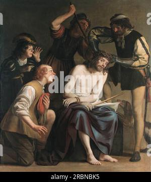 This painting, 'The Mocking of Christ' by Gerard van Honthorst, depicts ...