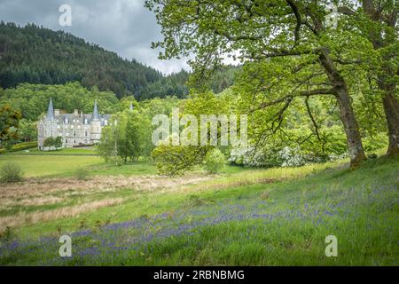 An Tigh Mor Castle on Loch Achray, Stirling, Scotland, UK Stock Photo ...