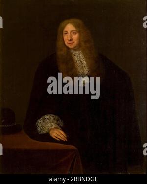 Michiel van Musscher, Dutch Golden Age painter, 1645-1705. In powdered wig and satin robe ...