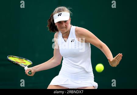 Mika Stojsavljevic in action during her Girls Singles match on day ...