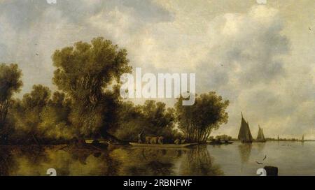 River Scene, Salomon van Ruysdael, 1632 Stock Photo - Alamy