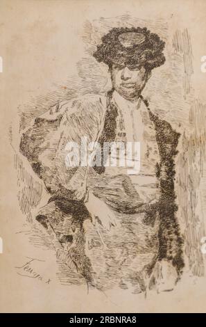 G. Terrassa, Torero, ink drawing, Majorca, Spain Majorca, Spain Stock ...