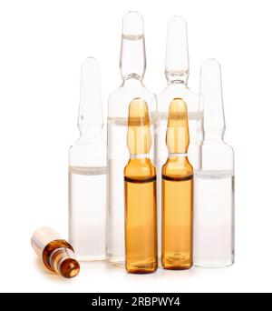 Medical ampules on white background Stock Photo - Alamy