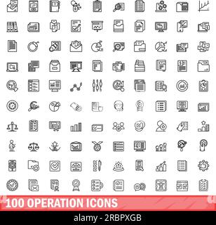 100 operation icons set. Outline illustration of 100 operation icons ...
