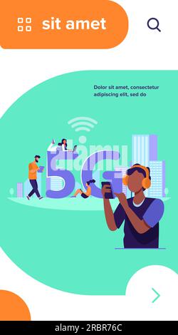 Young people using 5G high speed wireless internet connection Stock ...