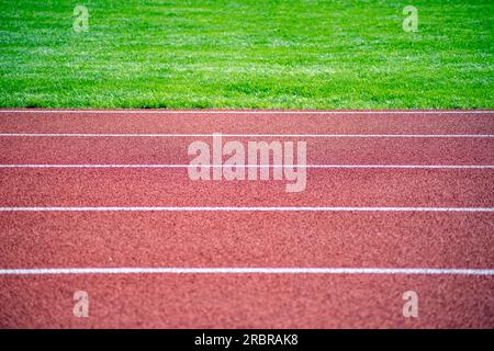 running athletic track lanes racetrack detail surface no people Stock ...