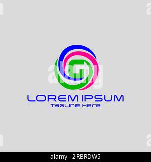 D letter logo inside swirling loop circle. Negative space style icon ...