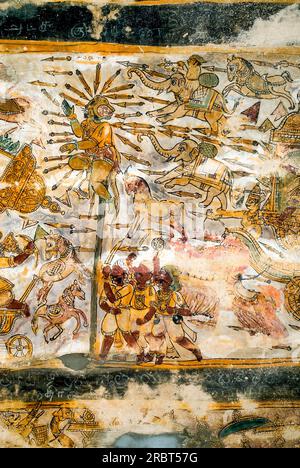 Ramayana epic murals paintings in Ramasamy Vishnu temple in Kumbakonam ...