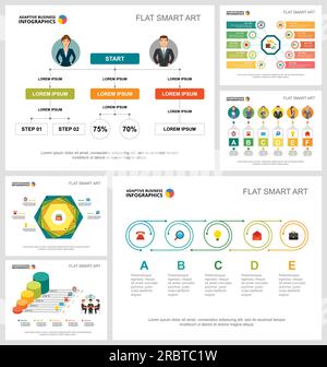 Colorful smart art charts set for presentation slide templates Stock ...