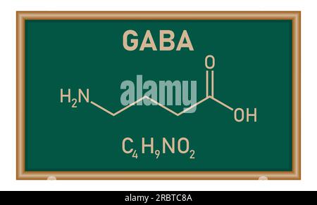 Neurotransmitter, gamma-aminobutyric acid chemical formula, vector molecular structure. Molecule ...