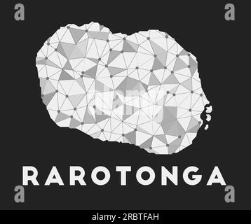 Rarotonga icon. Polygonal map of the island in gradient ring. Round low ...