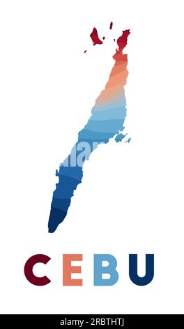 Cebu map design. Shape of the island with beautiful geometric waves and ...