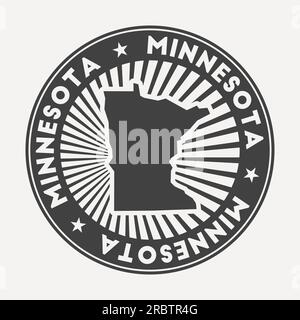 Minnesota round stamp. Round logo with us state map and title. Stylish ...