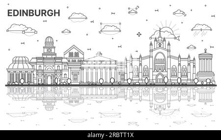 Edinburgh cityscape line art vector illustration Stock Vector Image ...