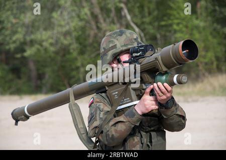 Polish man-portable air-defense system PZR Grom missile with launcher ...