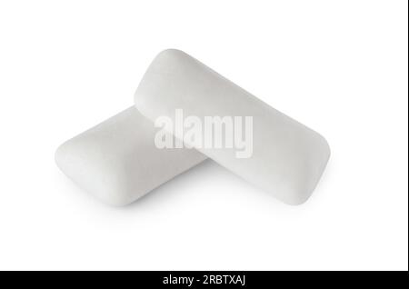 Two tasty chewing gums on white background Stock Photo - Alamy