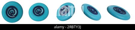 Set of blue frisbee on white background Stock Photo - Alamy