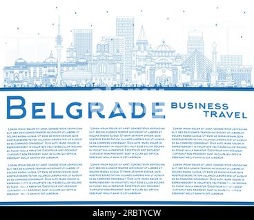 Outline Skyline panorama of City of Belgrade, Serbia - vector ...