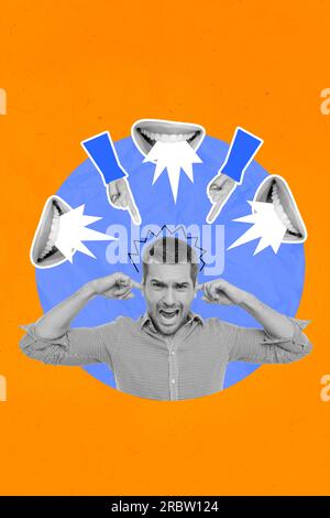 Vertical collage picture young depressed woman employee worker anxiety ...