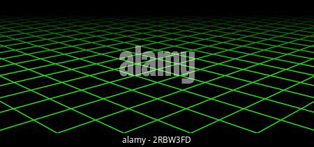 Abstract flat wireframe grid. Vanishing checkered floor landscape ...