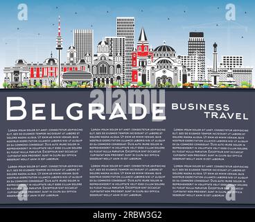 Belgrade Serbia City Skyline with Color Buildings and Blue Sky. Vector ...