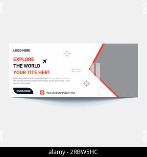 Travel tours banner template, horizontal advertising business banner ...