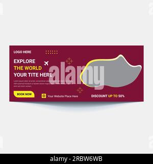 Travel tours banner template, horizontal advertising business banner ...