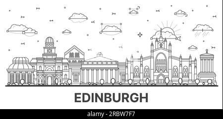Edinburgh cityscape line art vector illustration Stock Vector Image ...