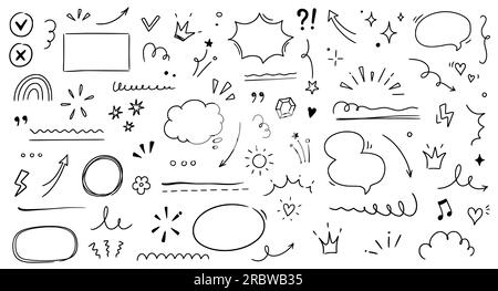 Hand drawn swoosh and underline elements curly and squiggly ...