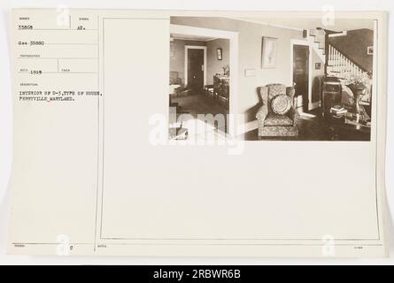 Interior of a D-3 type house in Perryville, Maryland, photographed in ...