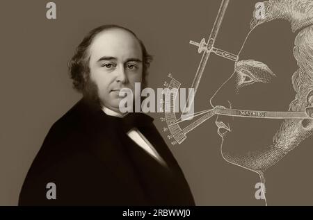 Median facial goniometer of Pierre Paul Broca, 1824 – 1880, French ...