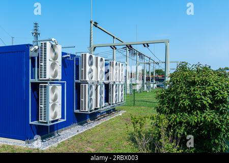 Electric power transformer cooling fan system Stock Photo - Alamy