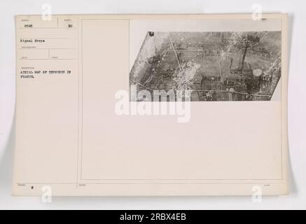 Aerial photograph showing a map of trenches in France during World War ...
