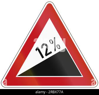 German warning sign about incline Stock Photo - Alamy
