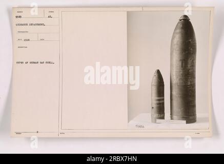 Types of German gas shells used during World War One. This photograph ...
