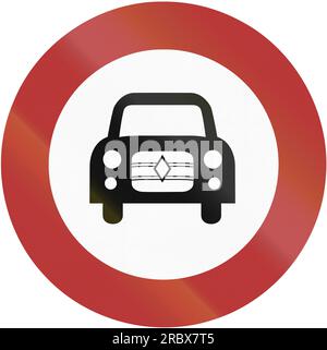 Old design (1956) of German sign prohibiting thoroughfare for all motor ...