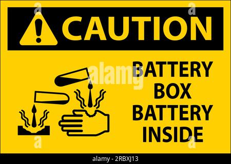 Caution Battery Box Battery Inside Sign With Symbol Stock Vector Image ...