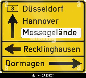 German highway sign pointing to a road service (Raststaette Stock Photo ...